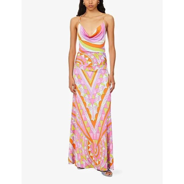 Emilio Pucci Printed Satin-jersey Maxi Skirt