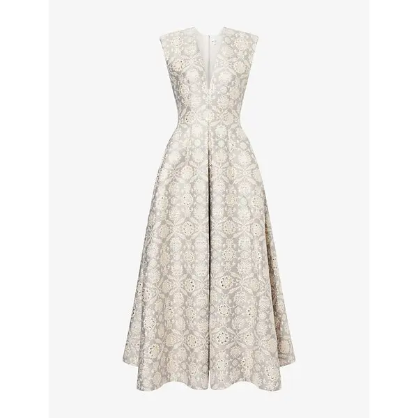 Huishan Zhang Jacquard Cotton-blend Maxi Dress - Grey