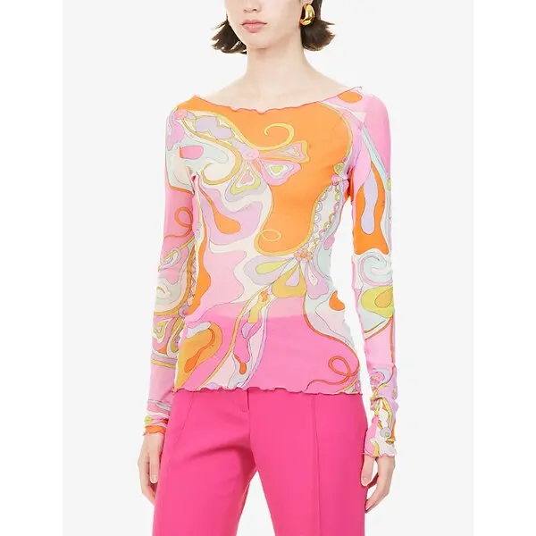 Emilio Pucci Printed Long-sleeve Woven T-shirt