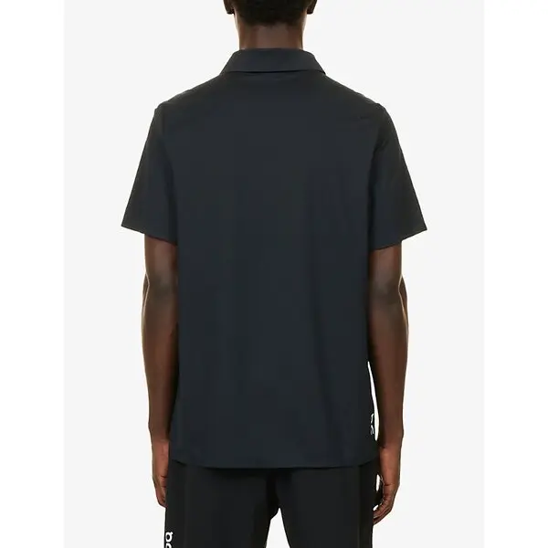 On Court Quarter-zip Stretch-woven Polo Top - Black