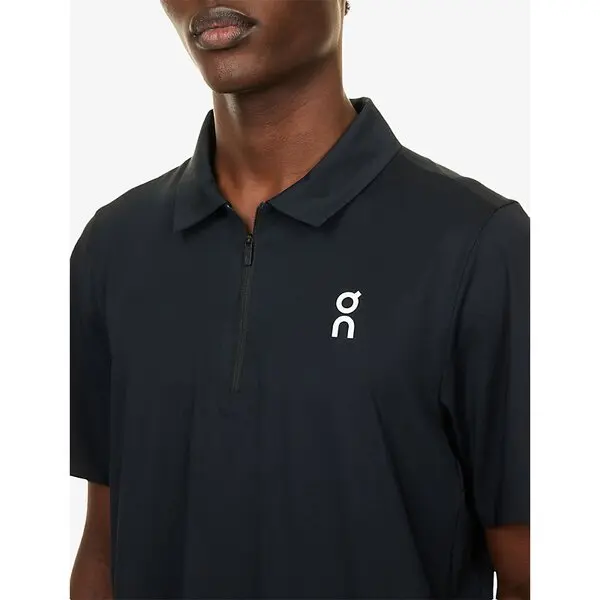 On Court Quarter-zip Stretch-woven Polo Top - Black