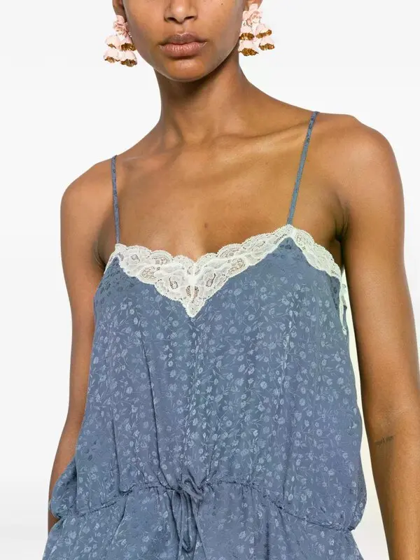 Chloé Lace-trimmed Floral-jacquard Camisole Top