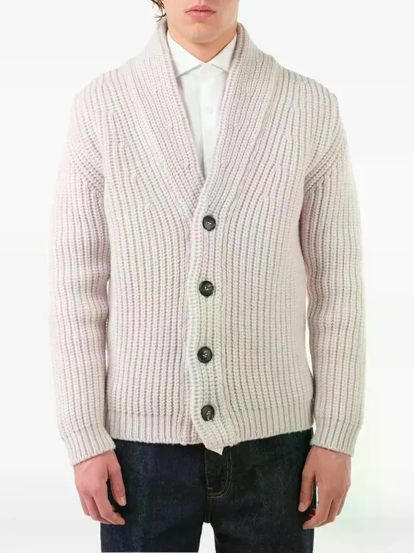 AL DUCA D’AOSTA 1902 Ribbed Knit Shawl Collar Cardigan