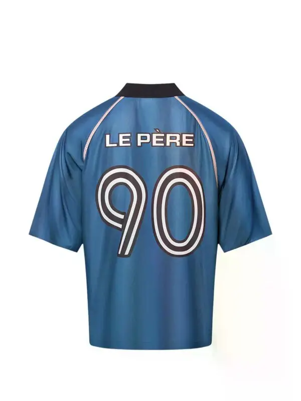 LE PERE Striped Polo Shirt - Blue