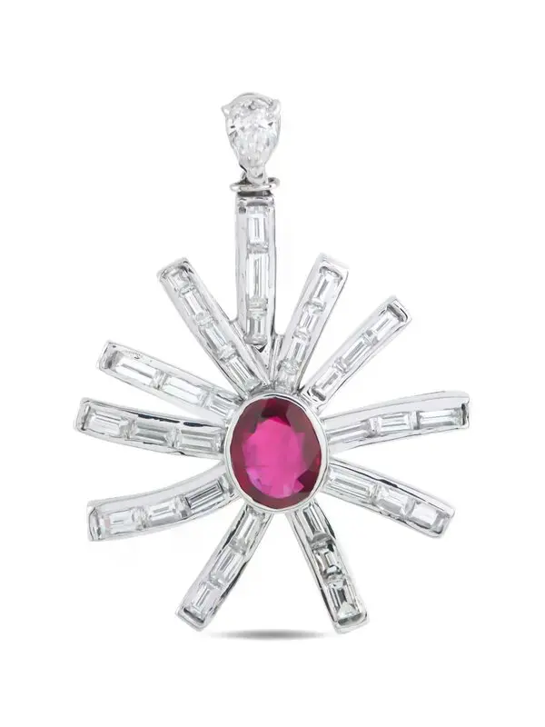 LB EXCLUSIVE Platinum Ruby And Diamond Pendant - Silver