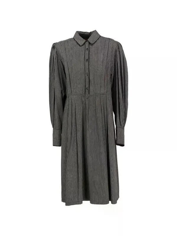 Kenzo Pinstripe Pattern Pleated Midi Dress