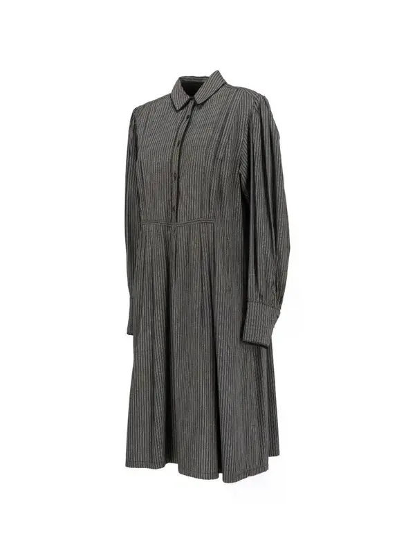 Kenzo Pinstripe Pattern Pleated Midi Dress