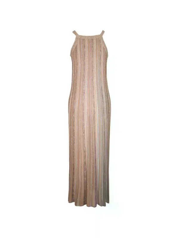 D.exterior Sequin Embellished Striped Dress - Neutrals