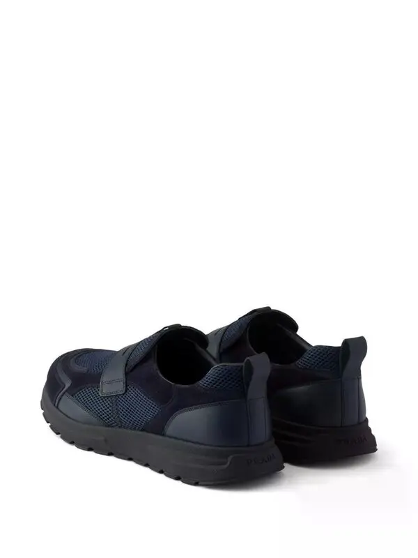 Prada Prax Mesh And Leather Loafers - Blue