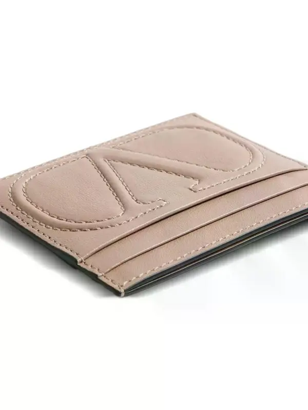 Valentino Garavani Vlogo Walk Card Holder In Calfskin - Neutrals