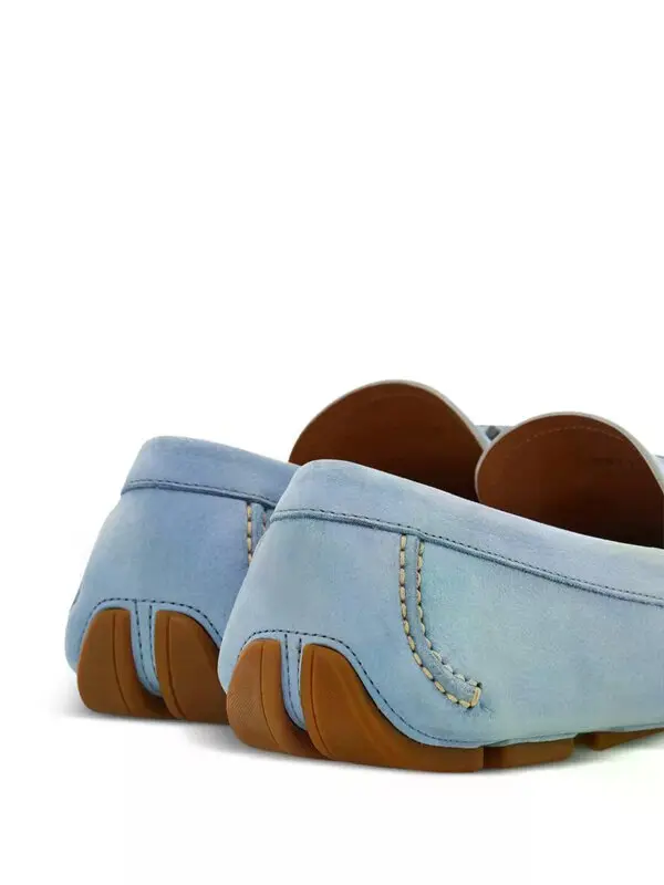 FERRAGAMO Gancini Ornament Driver Loafers - Blue