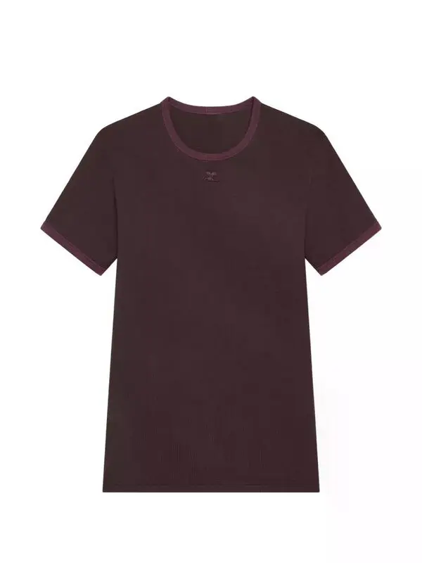 COURREGES Signature Contrast-trim Logo-patch T-shirt