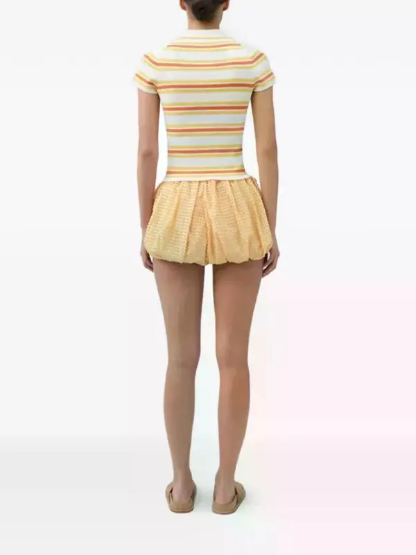 Simkhai Luka Striped Ribbed-knit Polo Top