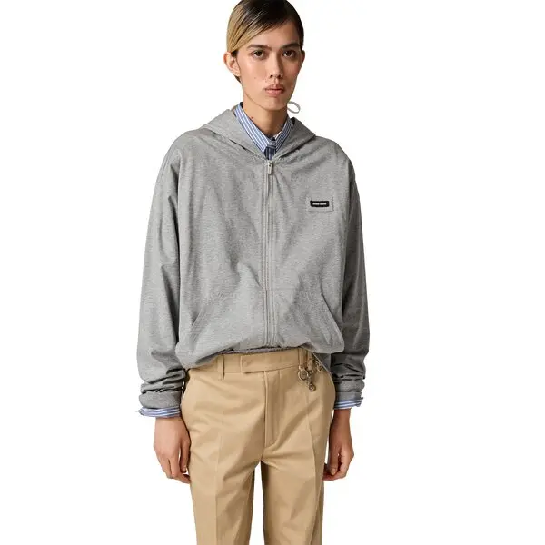 Miu Miu Cotton Fleece Zip-up Hoodie