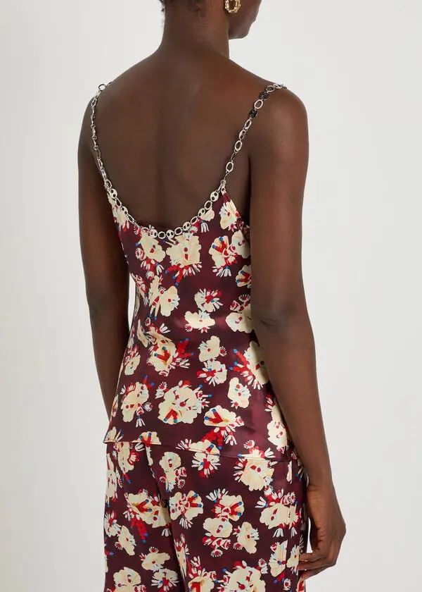 Rabanne Floral-print Silk Blouse With Metal Detail