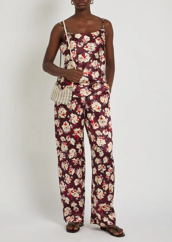 Rabanne Floral-print Silk Blouse With Metal Detail