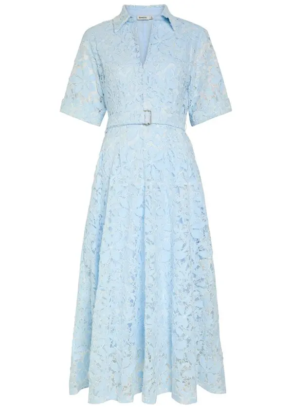 Simkhai Deanna Lace Midi Shirt Dress - Blue