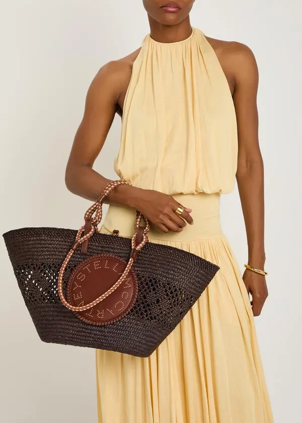 Stella McCartney Large Raffia Tote Bag - Black