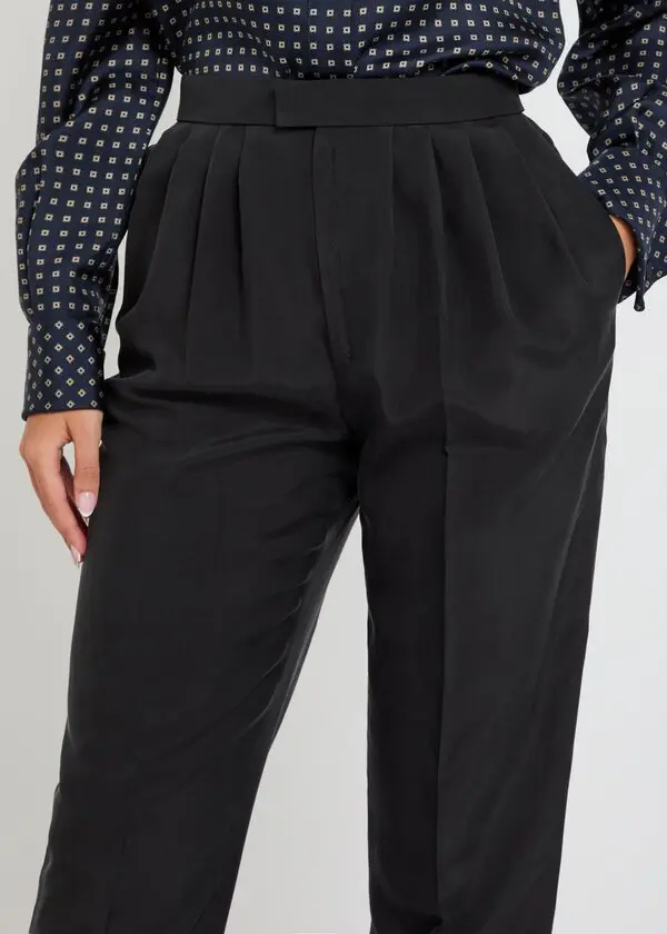 Saint Laurent Pleated Tapered-leg Brushed Silk Trousers