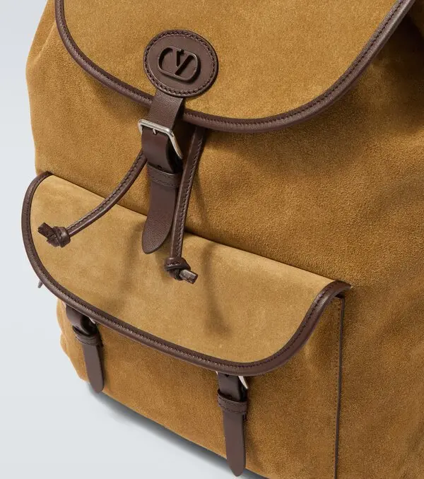 Valentino Garavani Vlogo Suede Backpack - Beige