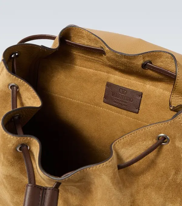 Valentino Garavani Vlogo Suede Backpack - Beige