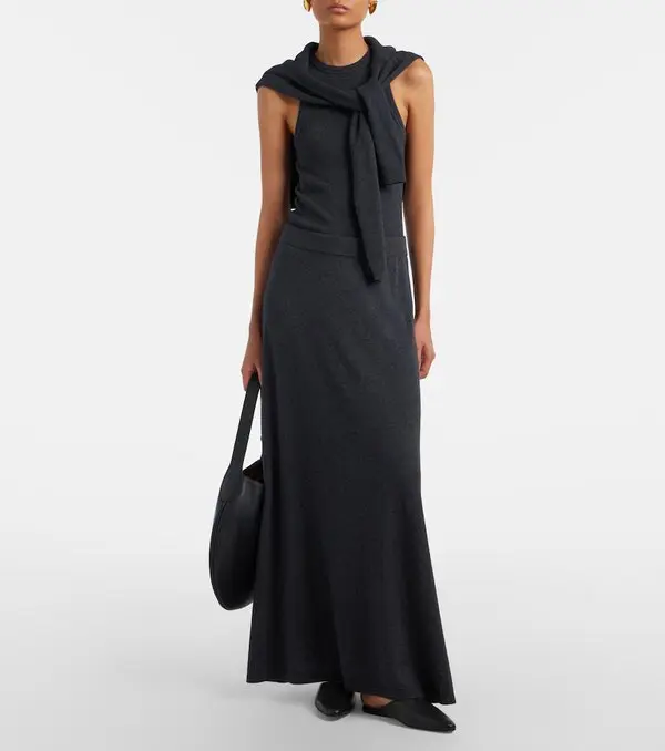 LISA YANG Amya Ribbed-knit Cotton And Cashmere Tank Top - Grey
