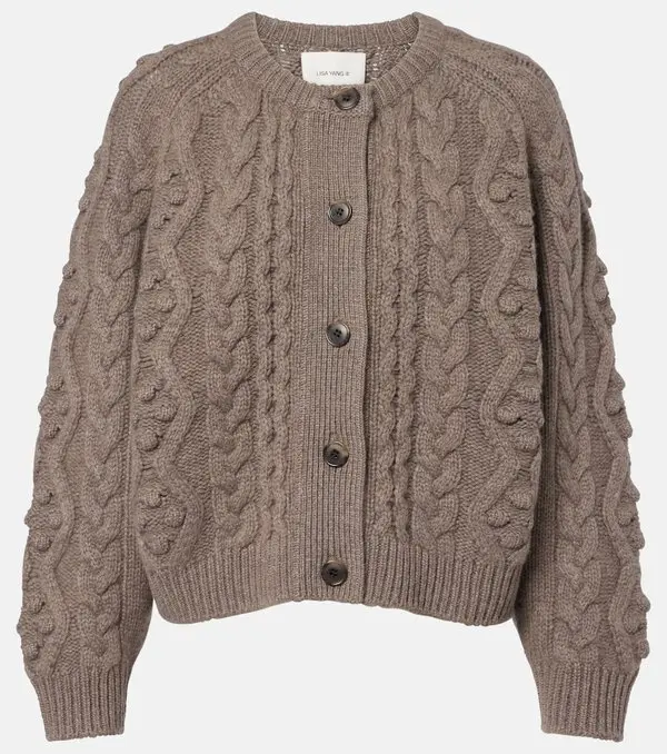 LISA YANG Winroe Cable-knit Cashmere Cardigan - Grey