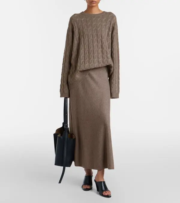 LISA YANG Cashmere Midi Skirt - Grey
