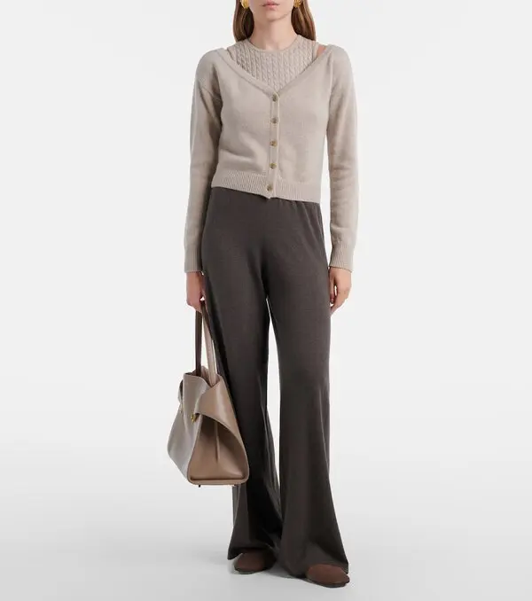 LISA YANG Aina Cotton And Cashmere Wide-leg Trousers - Brown