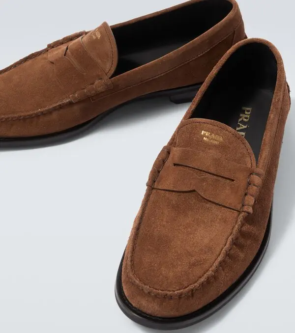 Prada Suede Penny Loafers