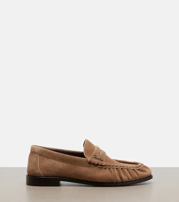 Saint Laurent Le Loafer Suede Penny Loafers - Beige