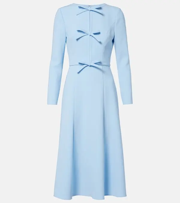 Carolina Herrera Bow-detail Crepe Midi Dress - Blue