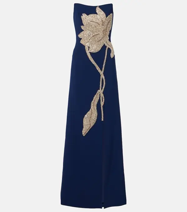 Costarellos Fara Crystal-embellished Crepe Gown