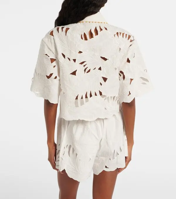 Zimmermann Mahon Embroidered Cotton Poplin Shirt - White