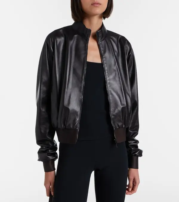 Gucci Leather Bomber Jacket - Black
