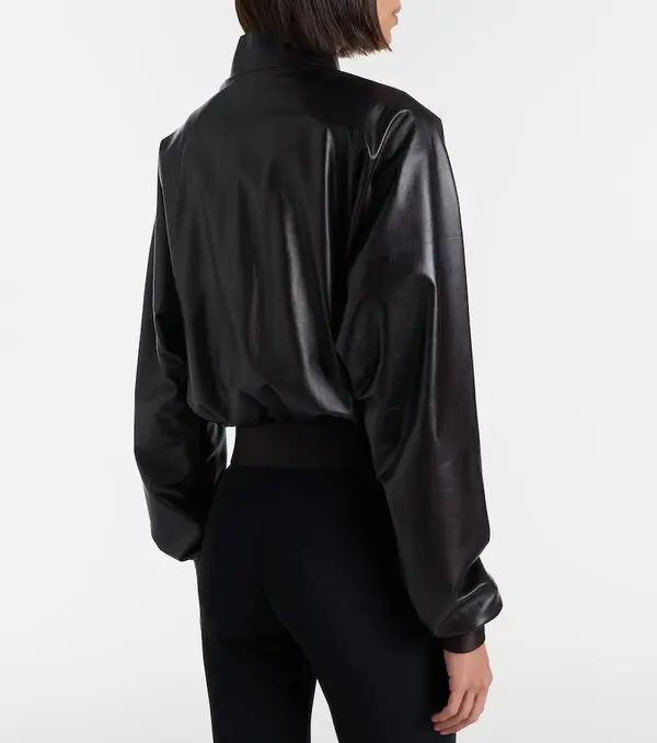 Gucci Leather Bomber Jacket - Black