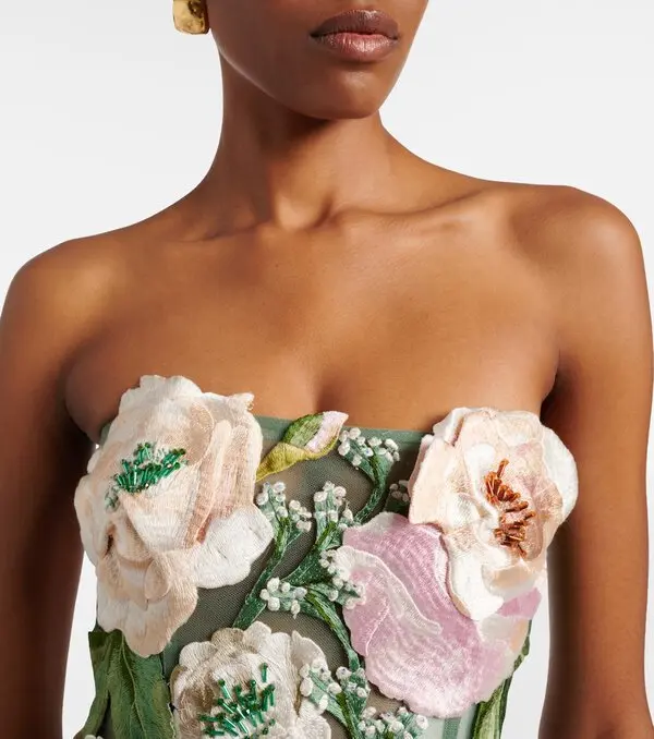 LEO LIN Roselle Floral-appliqué Mini Dress