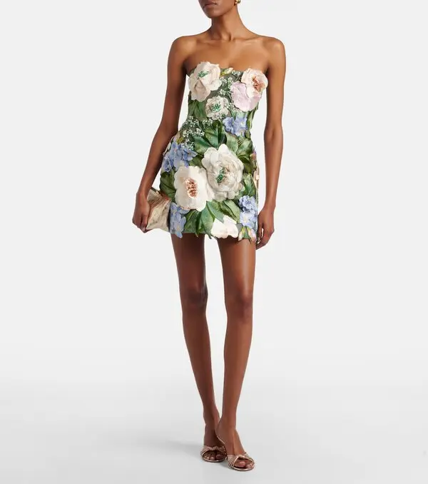 LEO LIN Roselle Floral-appliqué Mini Dress