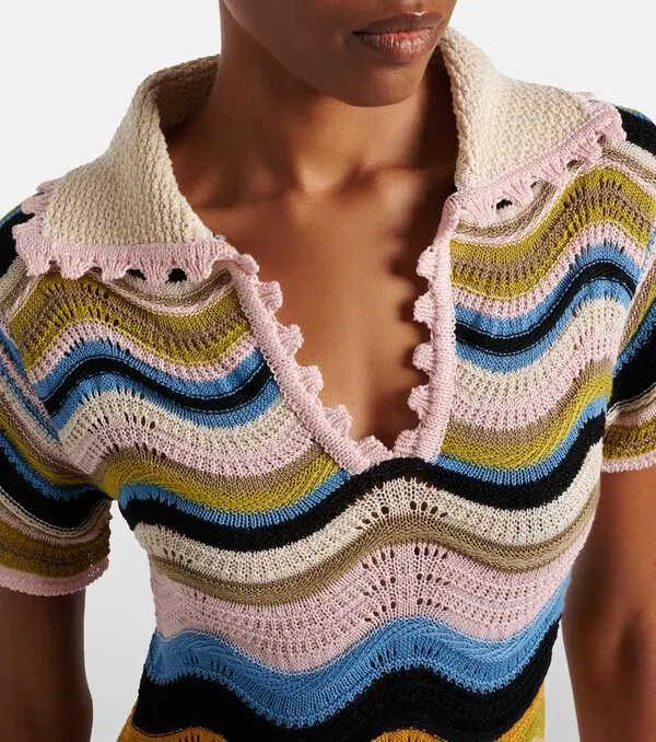 La DoubleJ Chevron Crochet Cotton Polo Dress