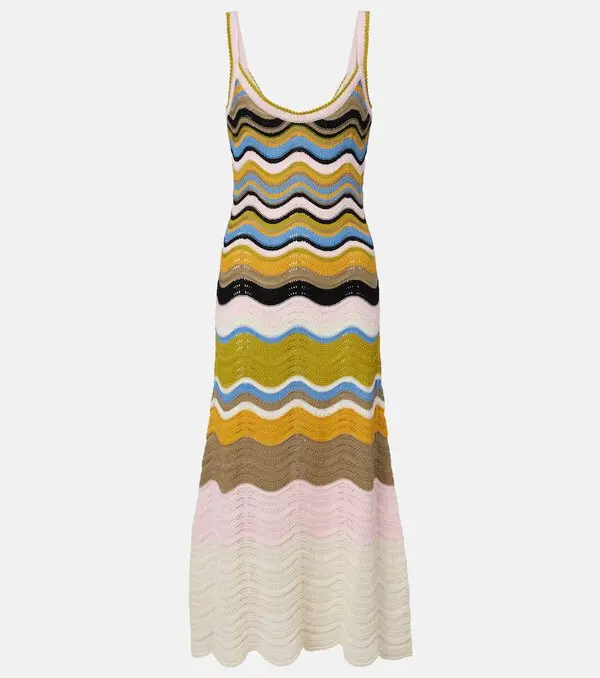La DoubleJ Chevron Crochet Cotton Midi Dress