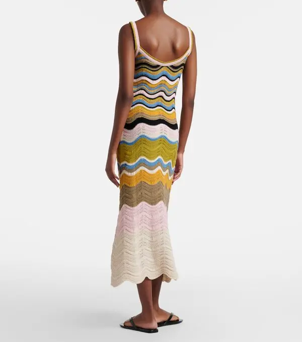 La DoubleJ Chevron Crochet Cotton Midi Dress