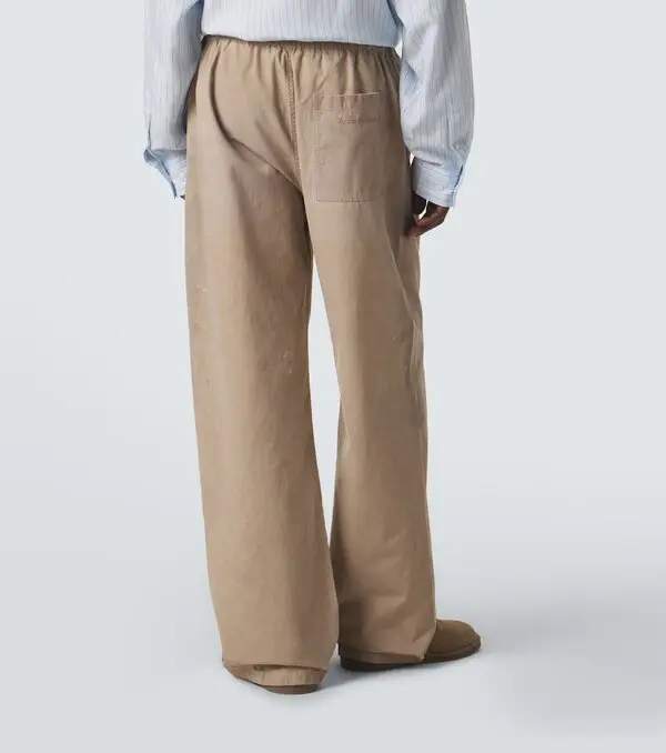 Acne Studios Cotton Twill Wide-leg Pants - Beige