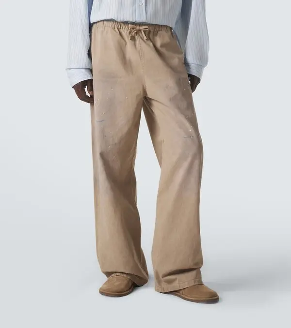 Acne Studios Cotton Twill Wide-leg Pants - Beige