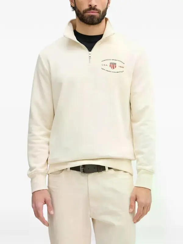 Gant Quarter-zip Sweatshirt With Chest Embroidery