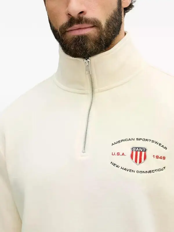 Gant Quarter-zip Sweatshirt With Chest Embroidery