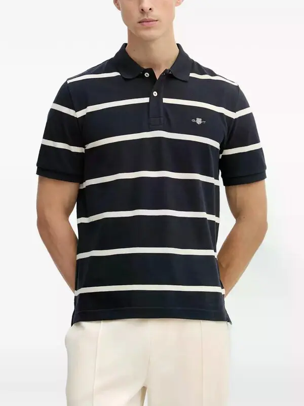 Gant Striped Short-sleeve Polo Shirt - Blue
