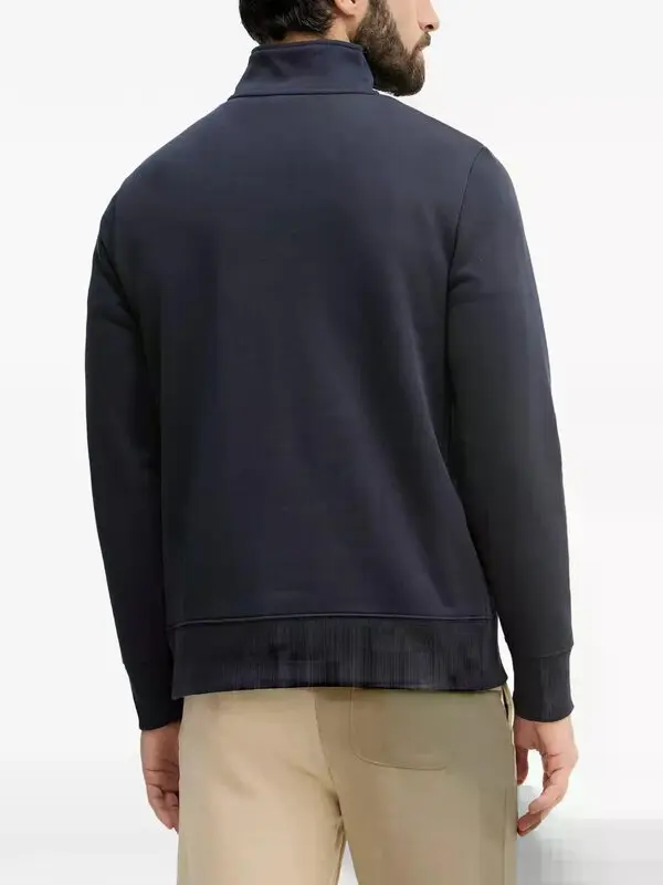 Gant Quarter-zip Logo Patch Sweater - Blue