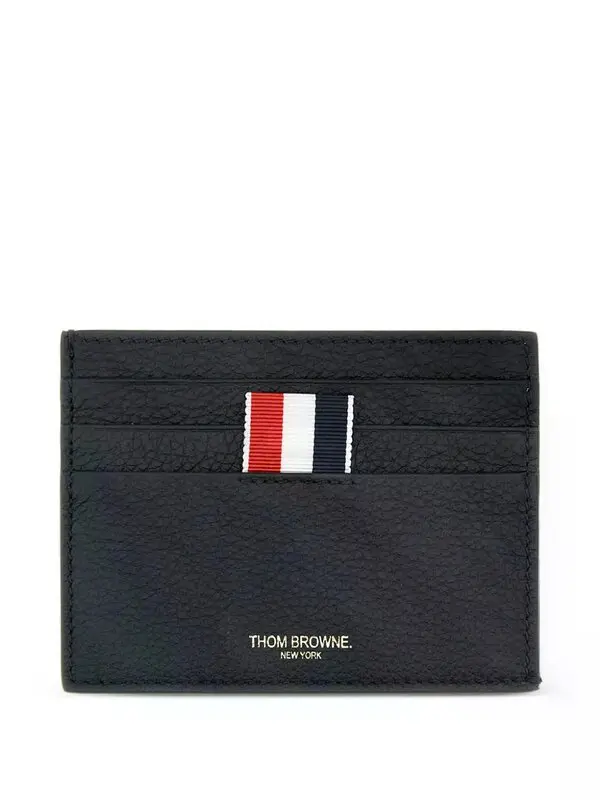 Thom Browne Pebble-grain Striped-tab Card Holder