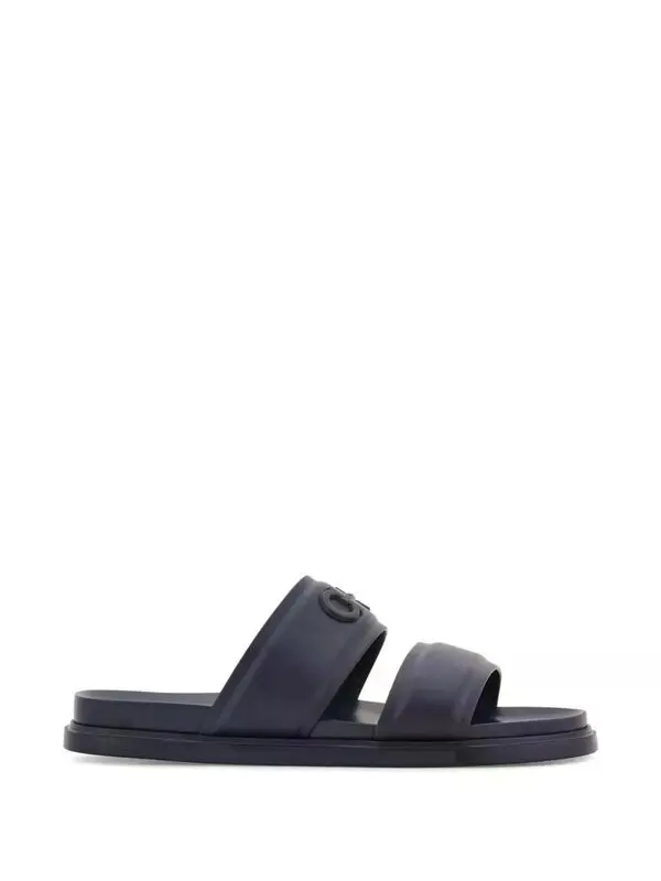 FERRAGAMO Gancini Calfskin Slides - Blue