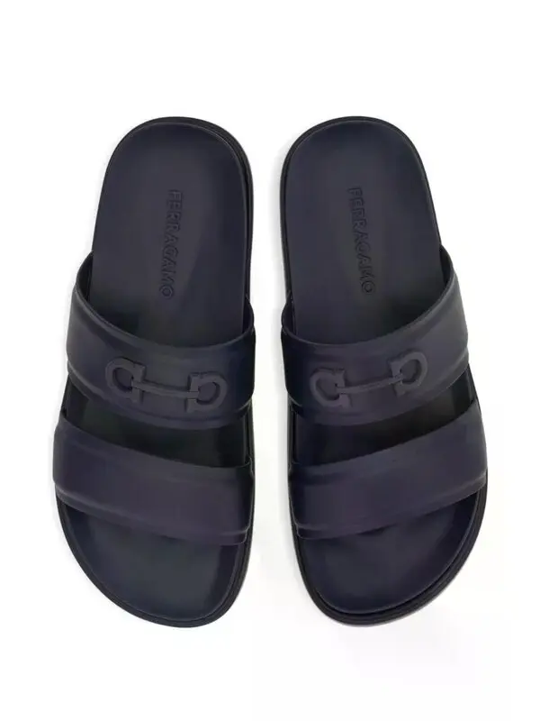 FERRAGAMO Gancini Calfskin Slides - Blue